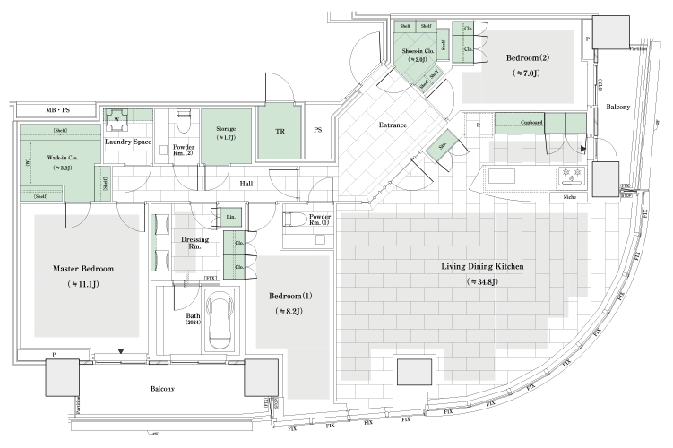 パークコート赤坂檜町ザ タワー 150Aタイプ 間取り | マンション・一戸建て 理想の間取り探し！