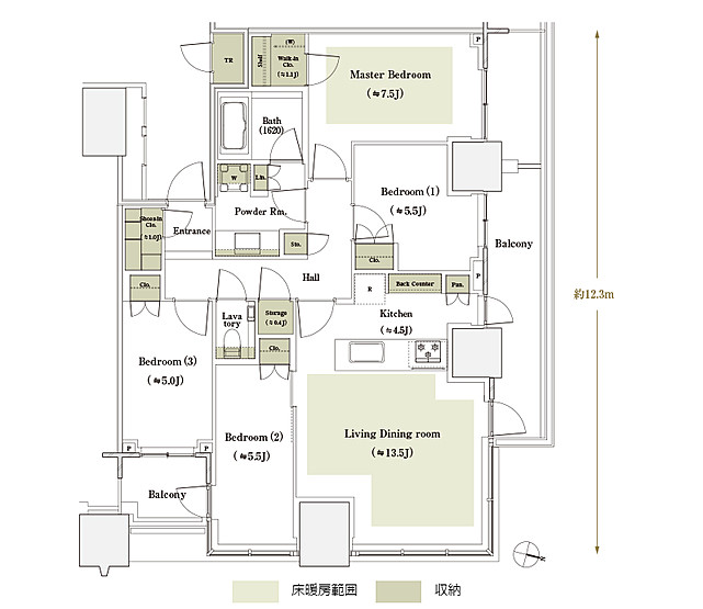 パークコート文京小石川 ザ タワー type 93A 間取り | マンション・一戸建て 理想の間取り探し！