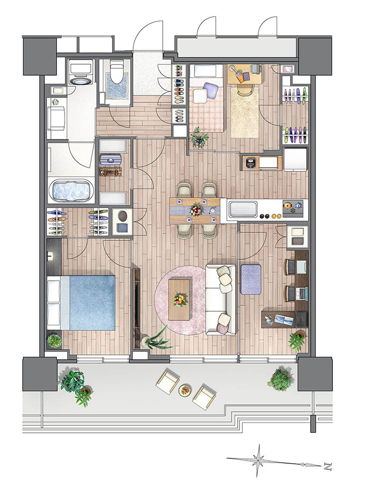 プラウドタワー亀戸クロス タイプ3LDK 間取り | マンション・一戸建て 理想の間取り探し！